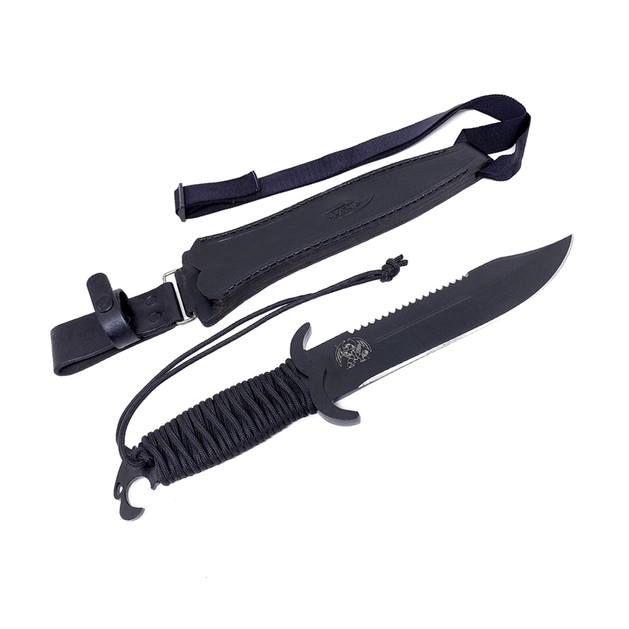 Faca Militar Exclusiva Arkhip 3 BAEP 9'' Preta Cabo c/ Corda Bainha ...